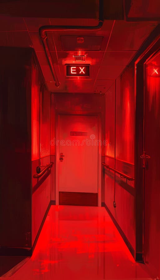 Realistic Emergency Exit Alarm in Building Interior Highlighting ...