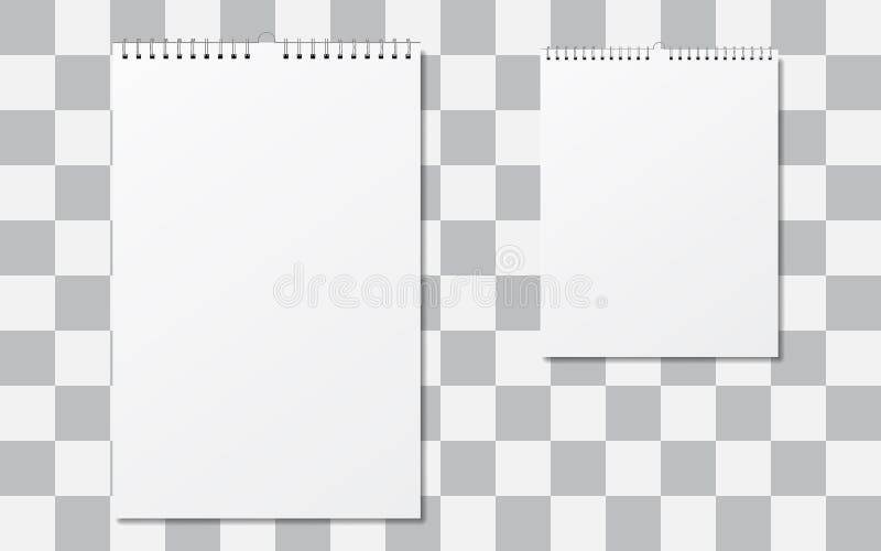 Realistic Empty Calendar Paper Sheet Mockup Spiral Binding Stock Vector ...