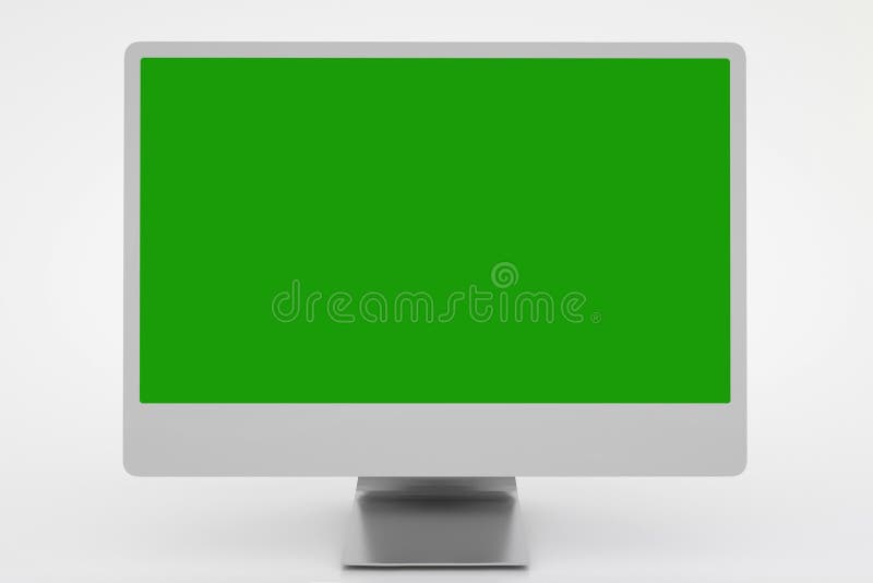 Realistic Empty Computer Display with Green Screen. 3D Rendering Stock ...