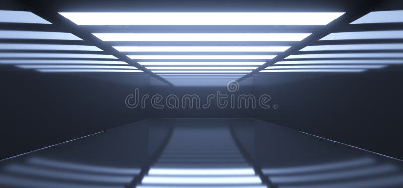 Realistic Empty Dark Room with Lights Stock Illustration - Illustration ...