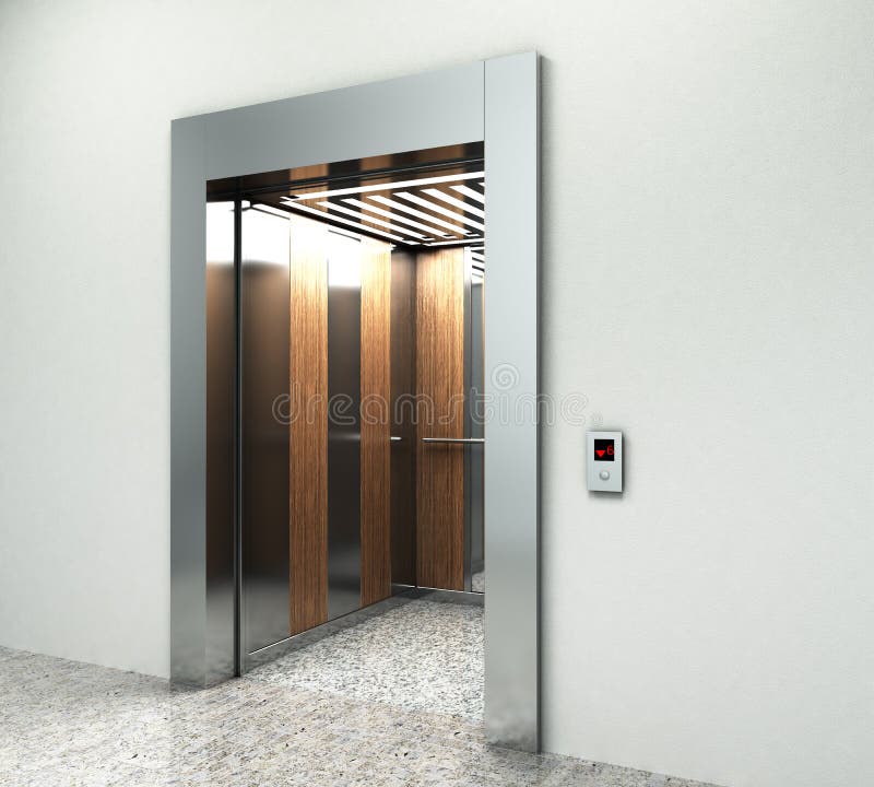 Realistic Open Empty Elevator with Half Open Door 3d Render Stock ...