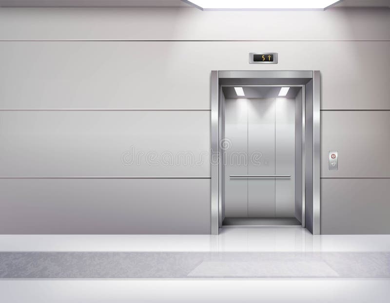 Realistic Empty Elevator Hall Interior Stock Vector - Illustration of ...