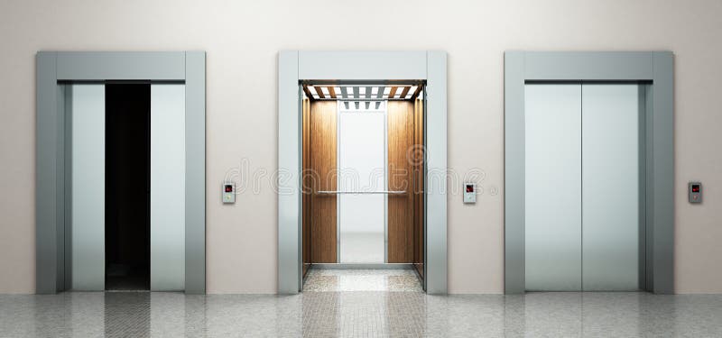 Realistic Open Empty Elevator with Half Open Door 3d Render Stock ...