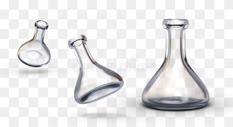 Realistic Empty Erlenmeyer Flask. Vertical and Inclined Position Stock ...
