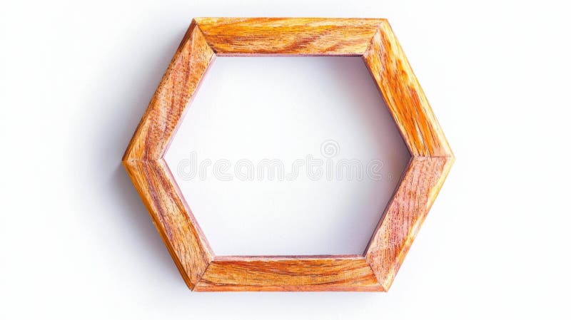 Realistic Empty Hexagonal Wooden Frame for Art Display and Home Decor ...