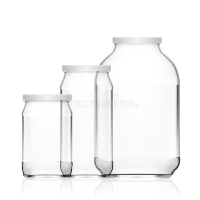 Realistic Empty 3L Glass Jar Set Isolated on White Background Stock ...