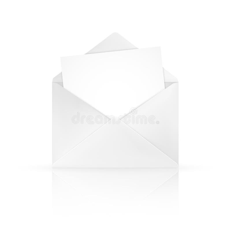 Realistic Empty Open White Envelope with Note Template for Text. Vector ...