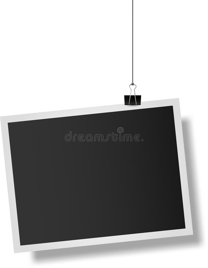 Realistic Empty Photo Frame Hanging on a String with a Binder Clip ...