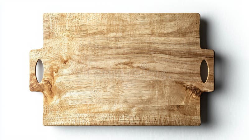 Realistic Empty Rectangular Wooden Serving Tray with Handles for ...