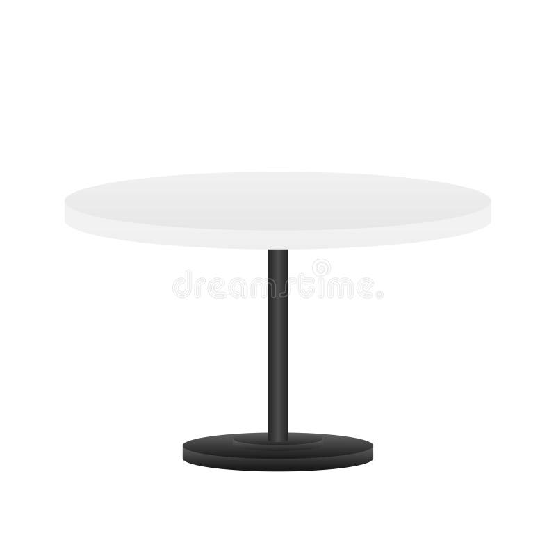 Realistic Empty Round Table with Metal Stand Isolated on White ...