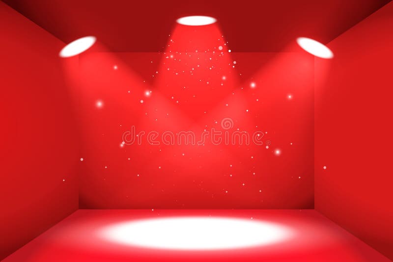 Empty Space of the Red Luxury Box with Three Light Sources Stock Vector ...