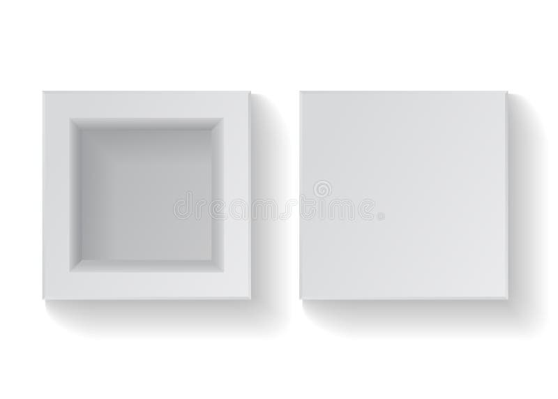 Realistic Empty Square White Cardboard Box. Vector Illustration Stock ...