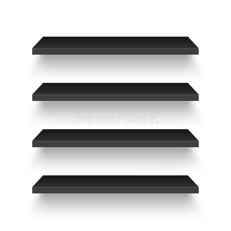 Realistic Empty Store Shelves Set. Product Shelf. Grocery Wall Rack ...