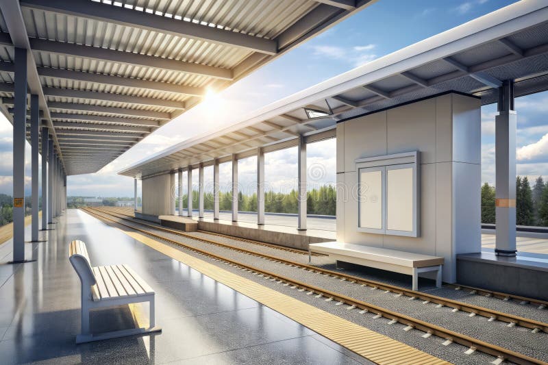 Realistic Empty White Train Station Mockup for Branding and Design ...