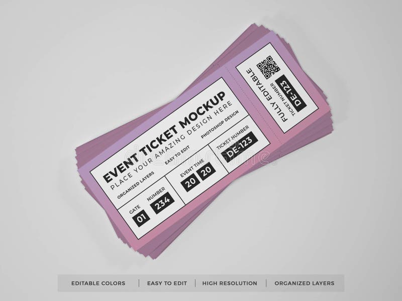 Realistic Event Ticket Mockup Scene Stock Illustration - Illustration ...