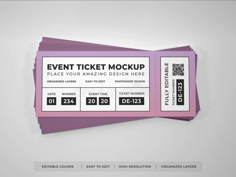Realistic Event Ticket Mockup Scene Stock Illustration - Illustration ...