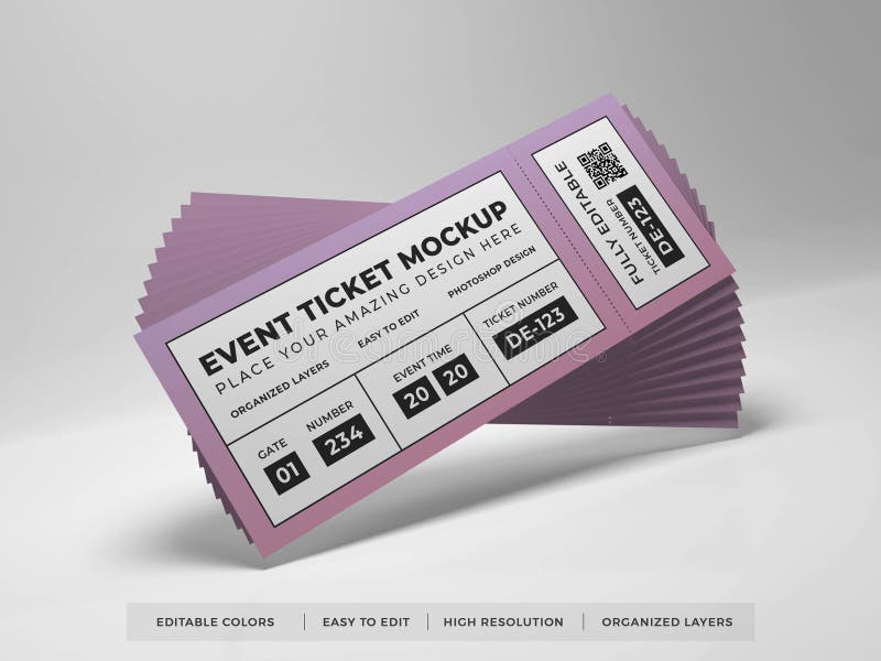 Realistic Event Ticket Mockup Scene Stock Illustration - Illustration ...
