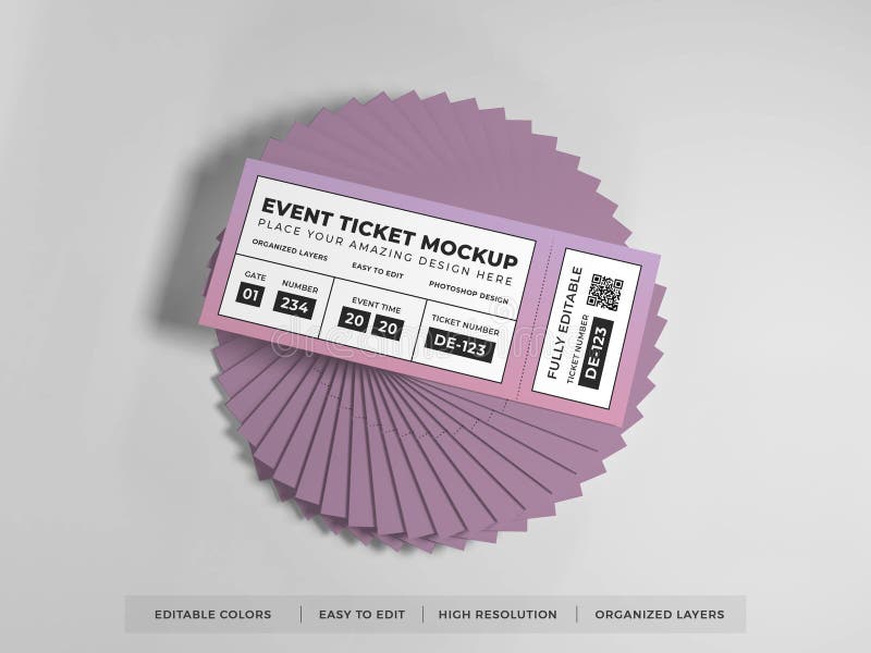 Realistic Event Ticket Mockup Scene Stock Illustration - Illustration ...