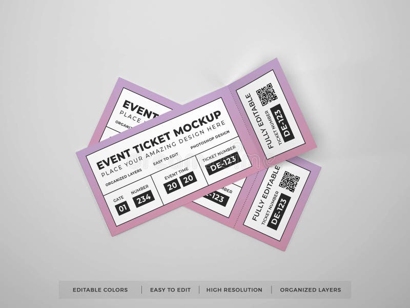 Realistic Event Ticket Mockup Scene Stock Illustration - Illustration ...