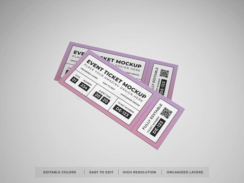 Realistic Event Ticket Mockup Scene Stock Illustration - Illustration ...
