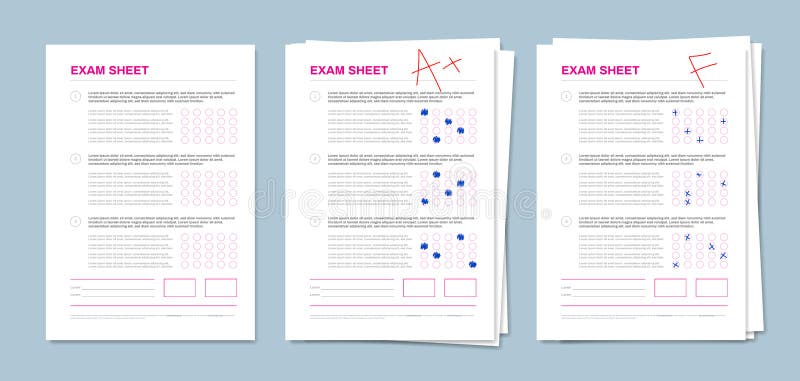 Realistic Exam Sheet Set stock vector. Illustration of school - 212030019