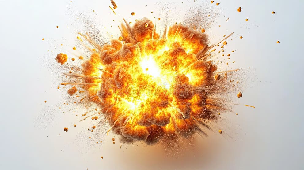 Realistic Explosion from Above. White Background Stock Illustration ...