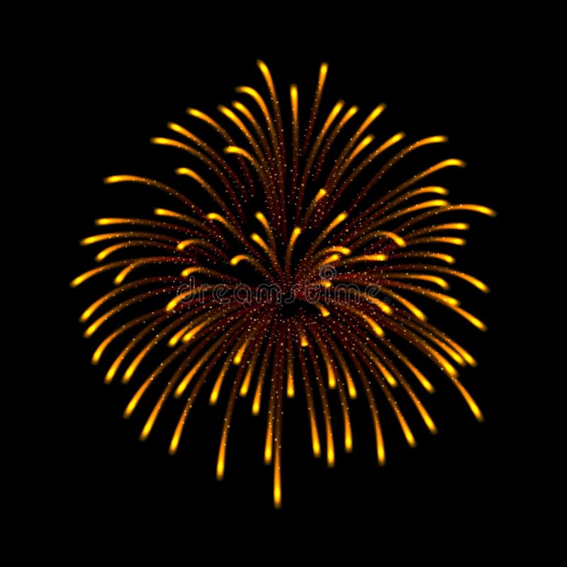 Realistic Explosion of Golden Fireworks with Glowing Particles and ...
