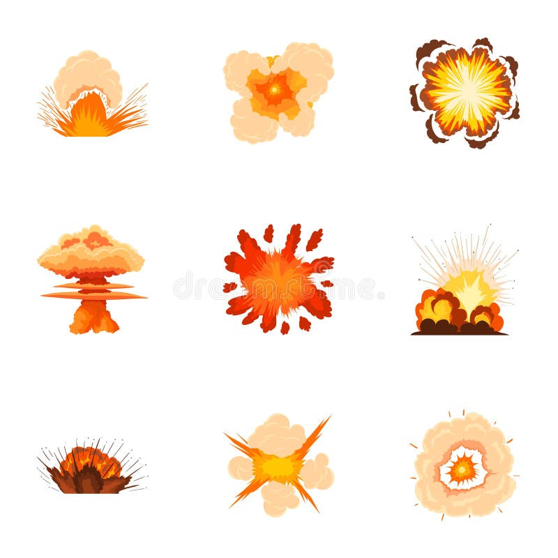 Realistic Explosion Icons Set, Cartoon Style Stock Vector ...