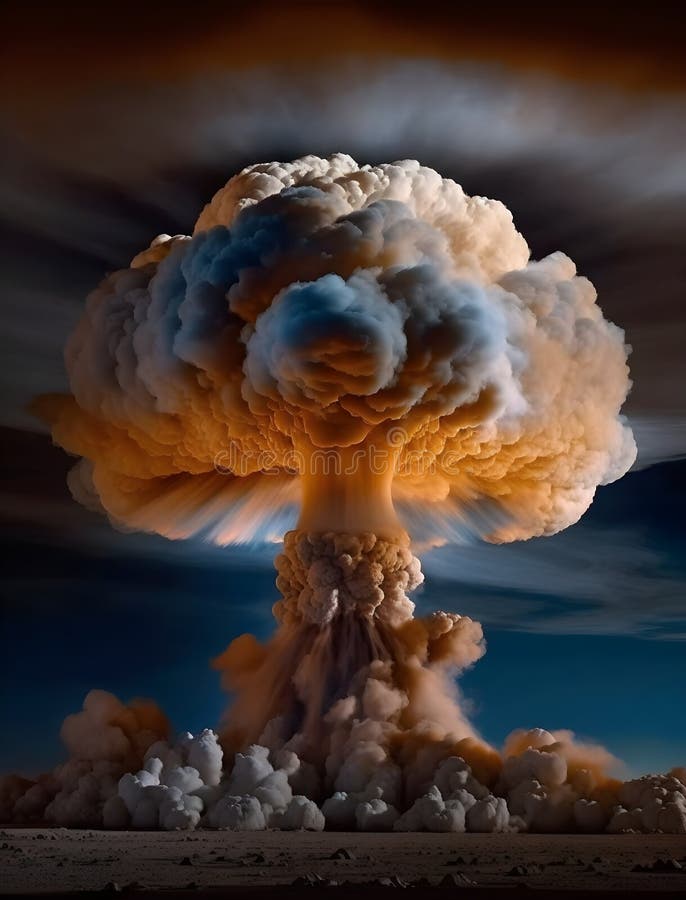 Realistic Explosion of Nuclear Bomb Mushroom Cloud Stock Illustration ...