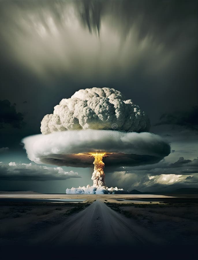 Realistic Explosion of Nuclear Bomb Mushroom Cloud Stock Illustration ...