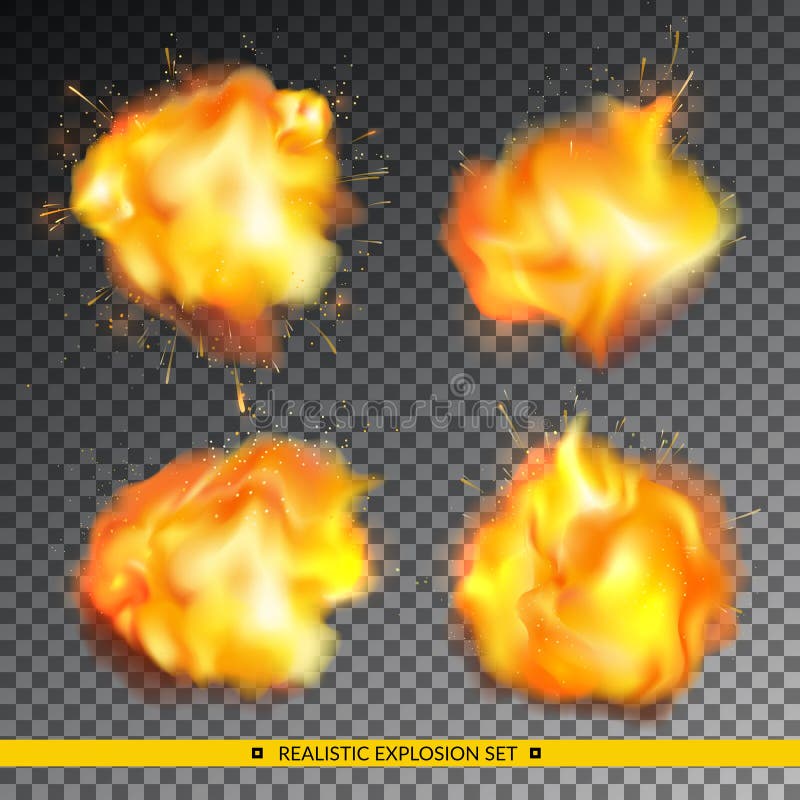 Realistic explosion set stock vector. Illustration of abstract - 66270800
