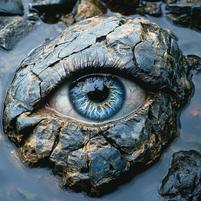 Realistic Eye Embedded in Rocky Surface, Surreal Art Stock Image ...