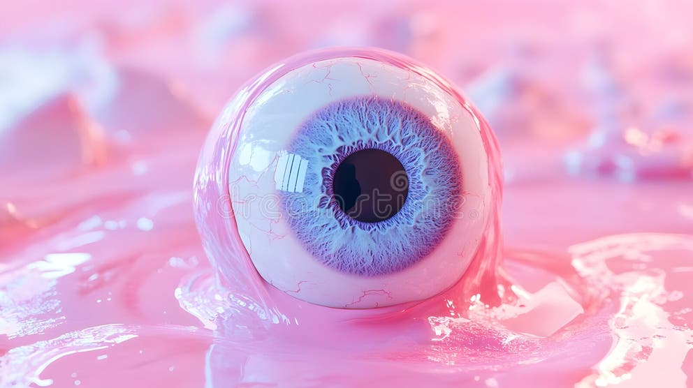 Realistic Eyeball Drenched in Pink Fluid, Creative Visual ...