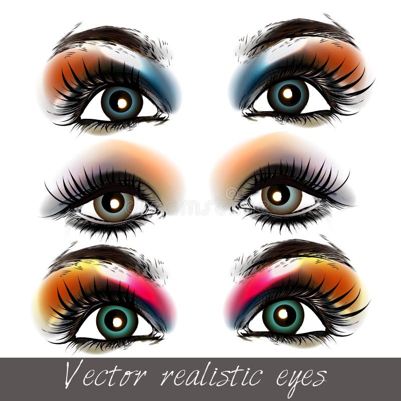 Realistic Eyes Set in Different Colors Stock Vector - Illustration of ...