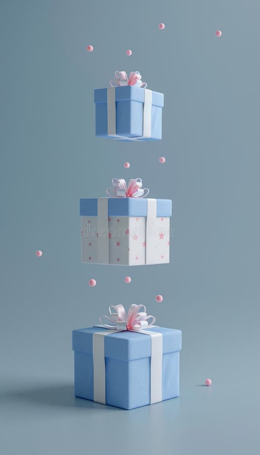 Realistic Falling Gift Box Banner with Festive Holiday Surprise Boxes ...
