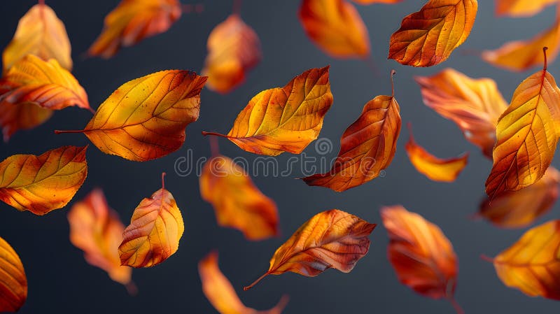 Realistic falling leaves stock image. Image of nature - 329123357