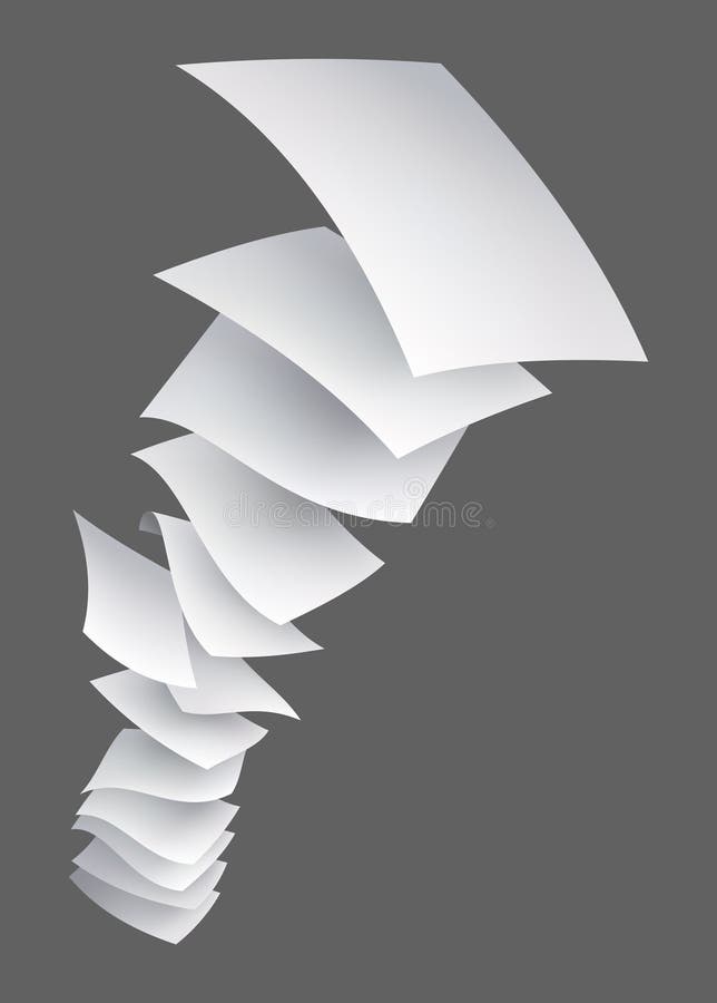 Realistic Falling Paper Sheets. Set of Flying Curved Leaves of Paper ...