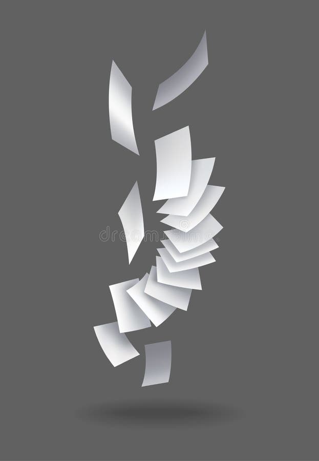 Realistic Falling Paper Sheets. Set of Flying Curved Leaves of Paper ...