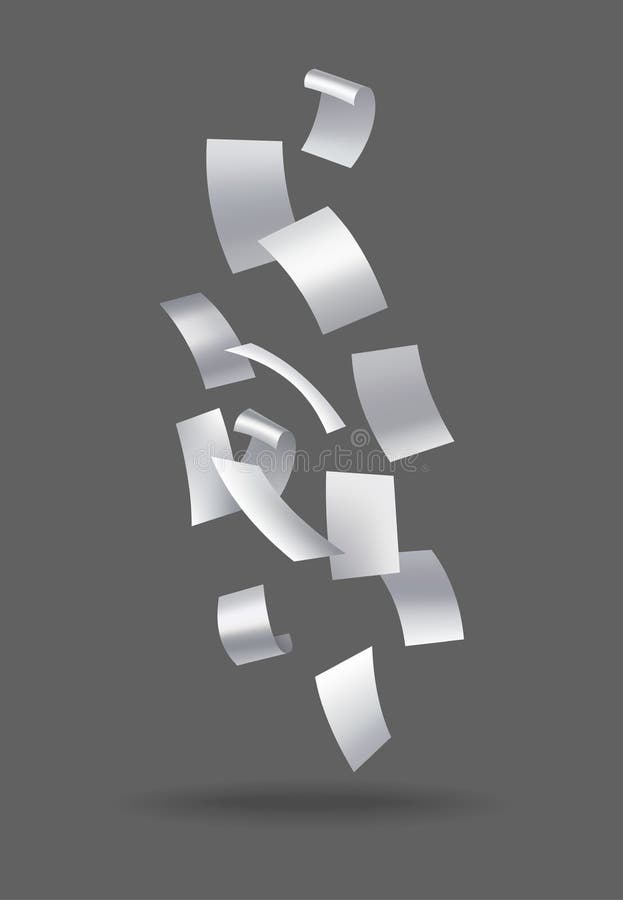 Realistic Falling Paper Sheets. Set of Flying Curved Leaves of Paper ...