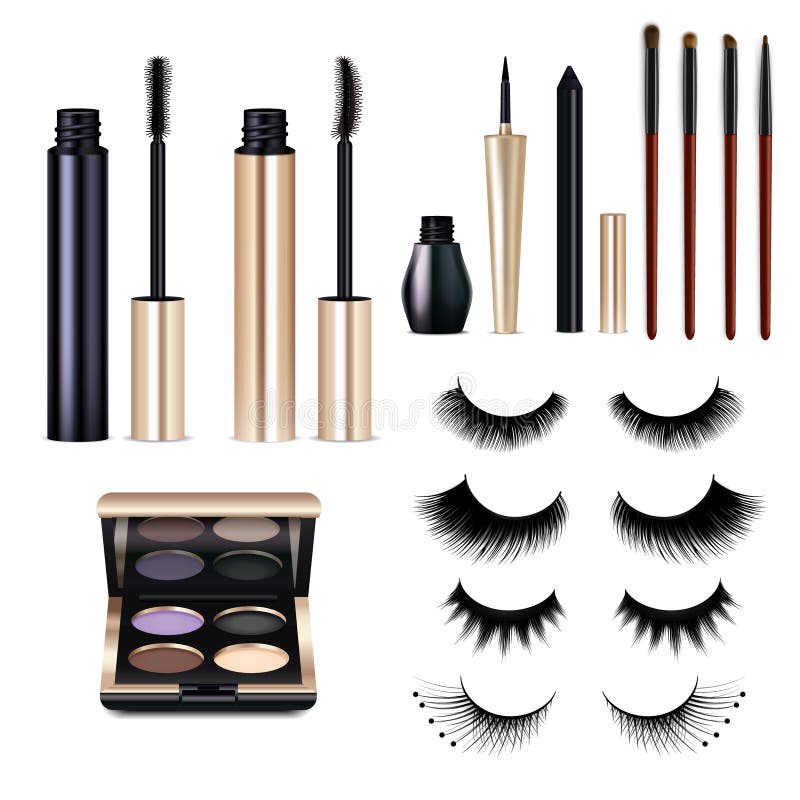 Realistic False Lashes Cosmetics Set Stock Vector - Illustration of ...
