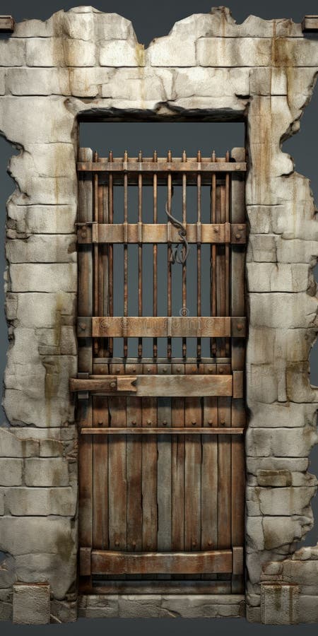 Realistic Fantasy Prison Door with Detailed Background Elements Stock ...