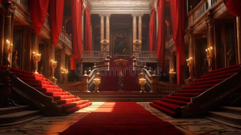 A Realistic Fantasy Red Interior of the Royal Palace. Generative AI ...