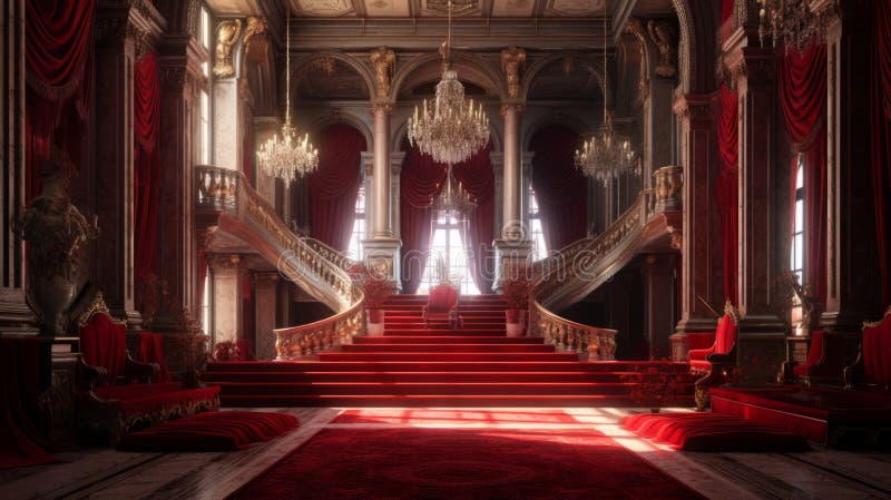 A Realistic Fantasy Blue Interior of the Royal Palace. Generative AI ...