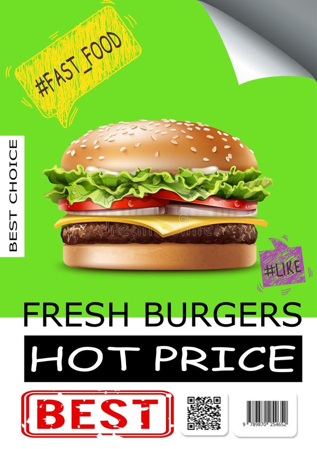 Realistic Fast Food Advertising Poster Stock Vector - Illustration of ...