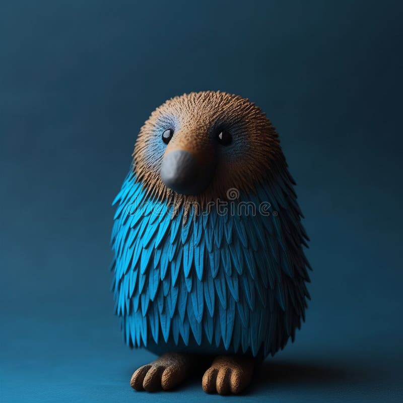 Blue Toy Bird: Hyperrealistic Animal Portrait in Zbrush Style Stock ...