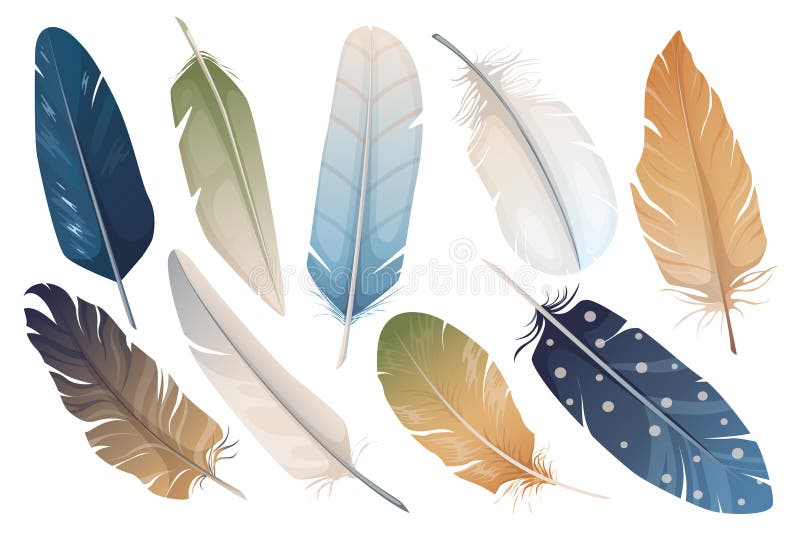 Realistic Feathers Vector Set Stock Vector - Illustration of falling ...