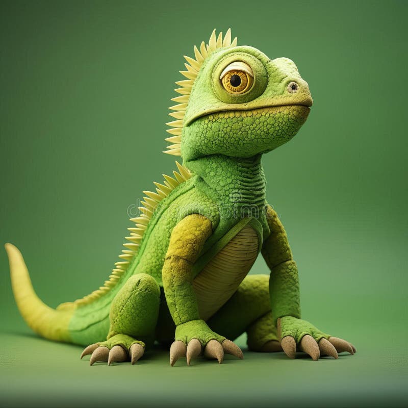 Realistic Felt Basilisk Plush Toy on Solid Color Background Stock ...