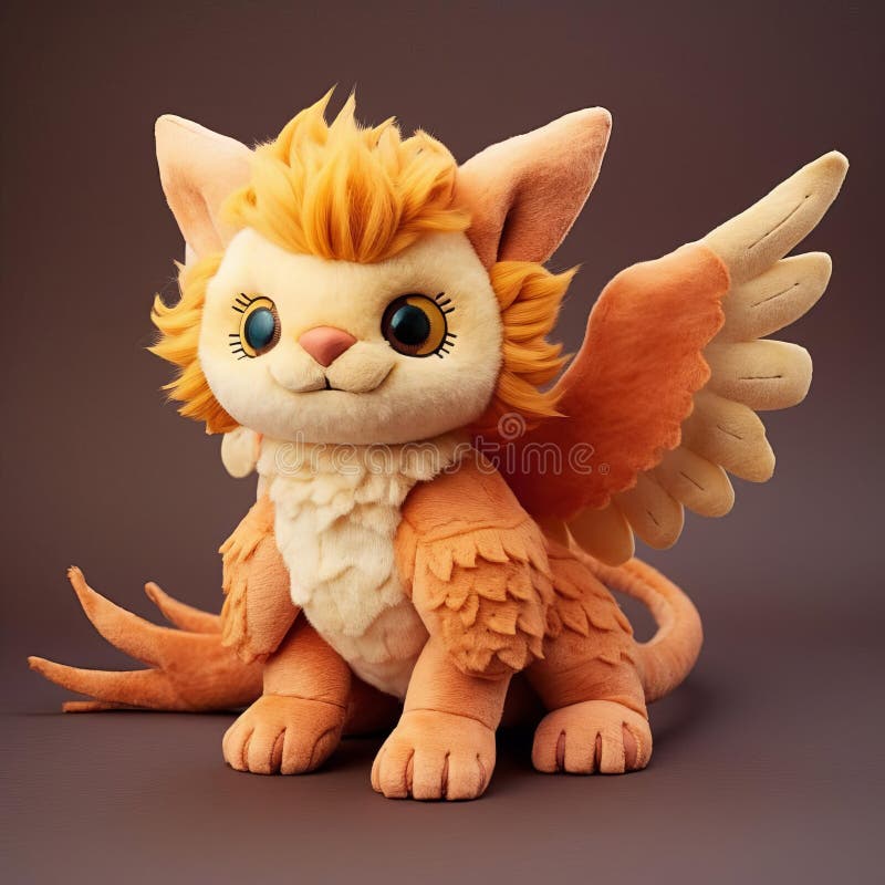 Realistic Felt Griffin Craft on Solid Color Background Design Stock ...