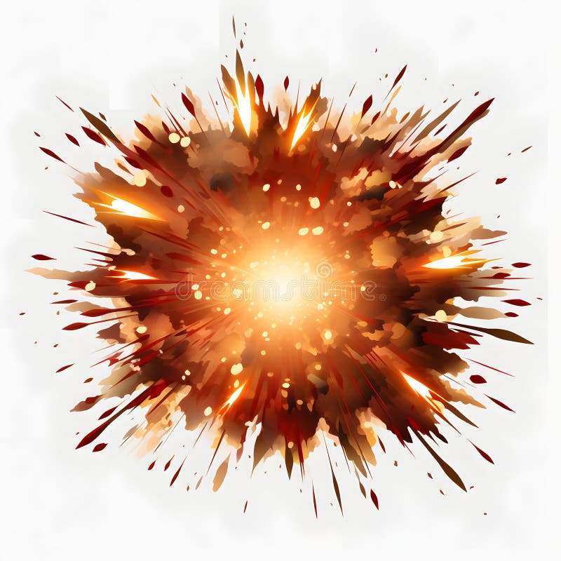 Realistic Fiery Explosion of Dynamite with Sparks on a White Background ...