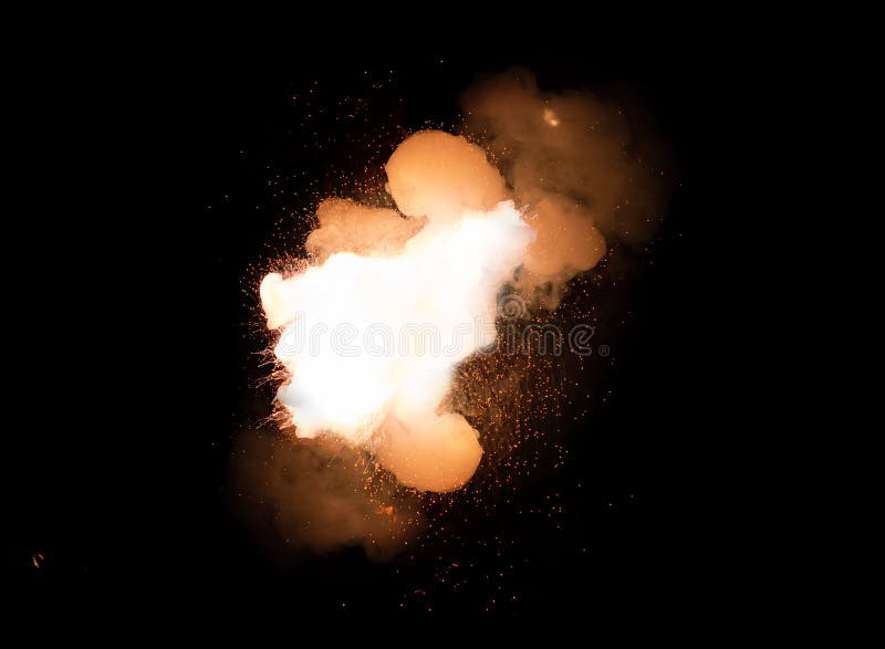 Realistic Fiery Explosion Over a Black Background Stock Image - Image ...